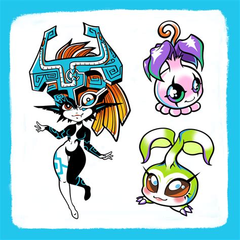 Midna Tanemon And Pyocomon The Legend Of Zelda And 1 More Drawn By