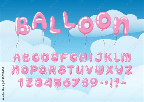 Cartoon Balloon Alphabet Cute Pink Bubble Font With Uppercase Letters