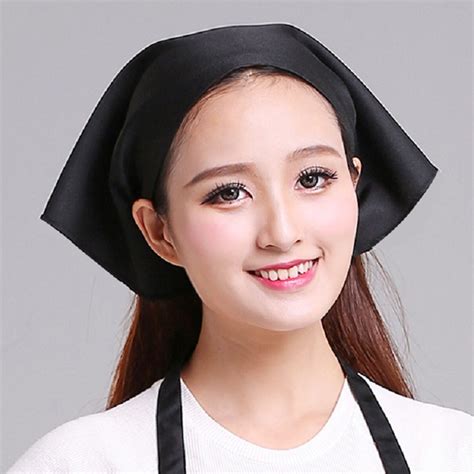 웨이터 남성과 여성 주방 작업 터번 모자 삼각형 스카프 요리사 모자 크기 조정 가능 블랙 타이 벨트