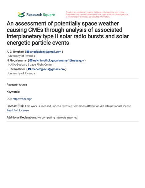 Pdf An Assessment Of Potentially Space Weather Causing Cmes Through Analysis Of Associated