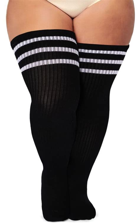 Ancrina Plus Size Thigh High Socks For Women Thick Thighs Cotton Knit
