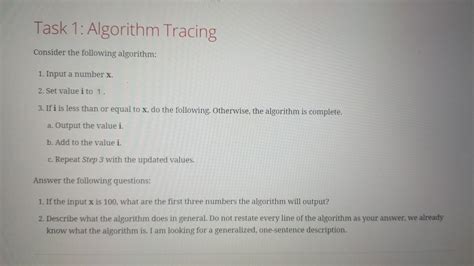 Solved Task 1 Algorithm Tracing Consider The Following