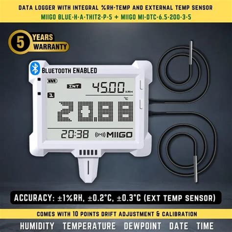 bluetooth temperature humidity data logger with 2 nos external