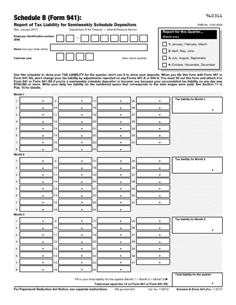 Printable Schedule B Form 941
