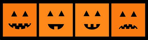 해피 할로윈 호박 세트 라인입니다 재미 소름 웃는 얼굴입니다 귀여운 만화 아기 캐릭터입니다 인사말 카드 검은 색 배경입니다 격리 플랫 디자인 0명에 대한 스톡 벡터 아트 및