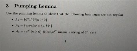 solved use the pumping lemma to show that the following