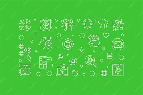 Premium Vector Machine Learning Outline Horizontal Banner Vector Ml Concept Illustration