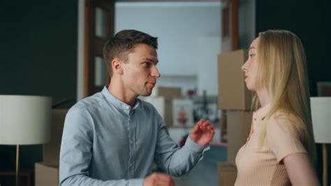 Husband Discussing Misunderstanding Wife In Room Close Up Man Yelling On Woman Live Action