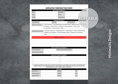 Employee Termination Form Printable Termination Form Hr Templates