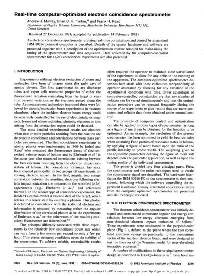 Real Time Computer Optimized Electron Coincidence Spectrometer