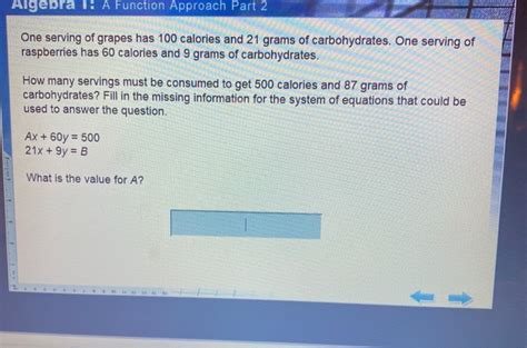 Solved Algebra 1 A Function Approach Part 2 One Serving Of