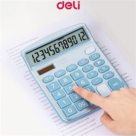 Deli Office 12 Digit Solar Calculator Desktop Basic Calculator Portable Deli Office 12 Digit Solar Calculator Desktop Basic Calculator Portable
