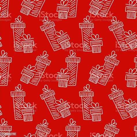 손으로 그린 원활한 패턴 선물 상자와 활 낙서 라인 스타일입니다 공휴일에 대한 스톡 벡터 아트 및 기타 이미지 공휴일 기념일 나비매듭 Istock