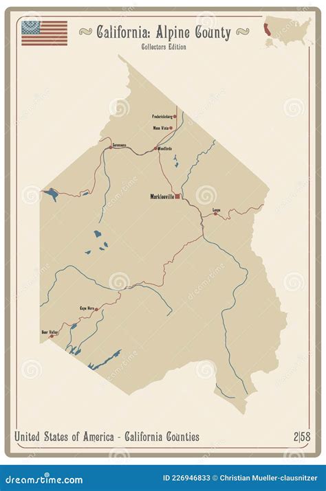 California Alpine County Map Cartoon Vector 98145821