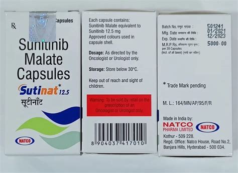 Sunitinib Malate Capsules 50mg At ₹ 21890box Anti Cancer Tablets In