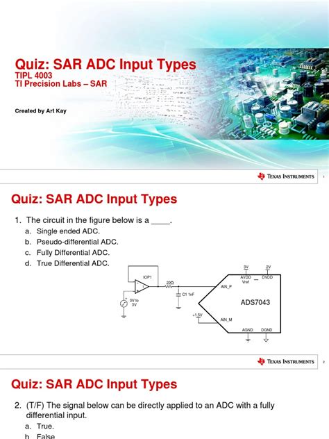 Quiz Sar Adc Input Types Pdf Analog To Digital Converter Amplifier