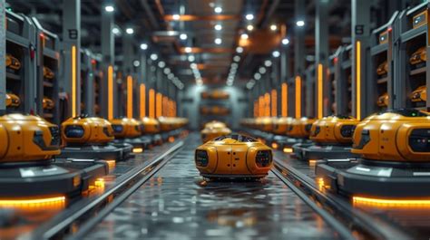 Futuristic Warehouse With Robotic Inventory Premium Ai Generated Image