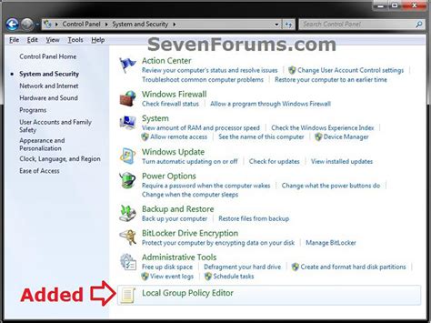 Control Panel Add Local Group Policy Editor Windows 7 Help Forums