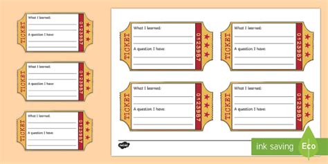 Classroom Exit Slips Template Printable Tickets