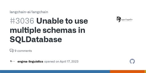 unable to use multiple schemas in sqldatabase · issue 3036 · langchain