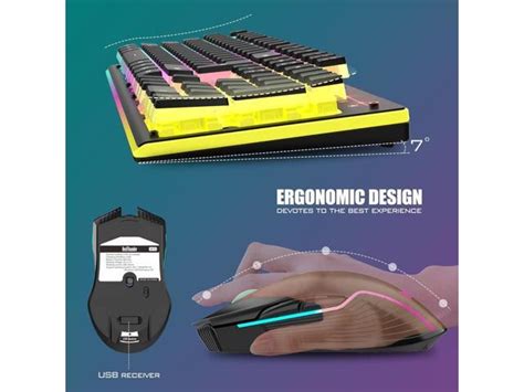 Redthunder K10 Wireless Gaming Keyboard And Mouse Combo Led Backlit Rechargeable 3800mah