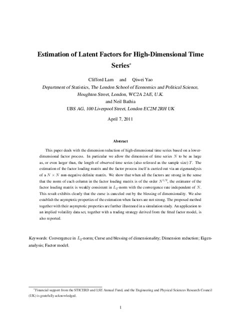 Pdf Estimation Of Latent Factors For High Dimensional Time Series