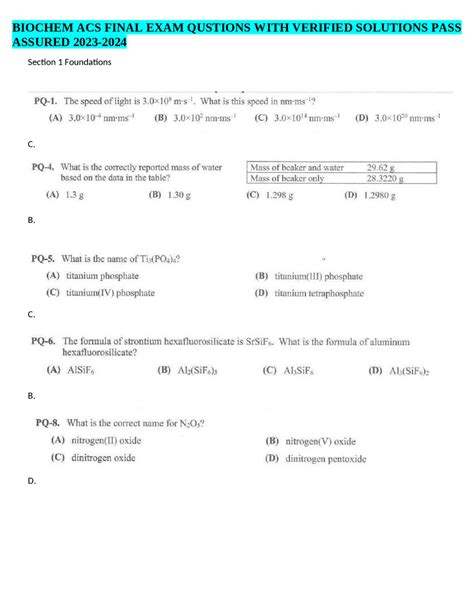 Biochem Acs Final Exam Qustions With Verified Solutions Pass Assured 2023 2024 Exams