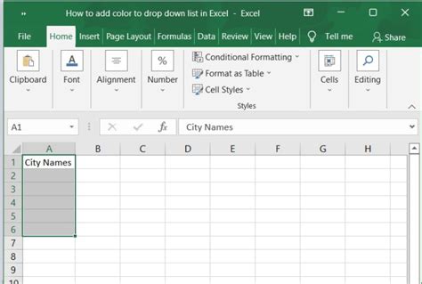 Excel 如何给下拉列表添加颜色极客笔记