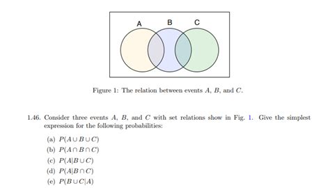 Solved Consider Three Events A B And C With Set Chegg Com