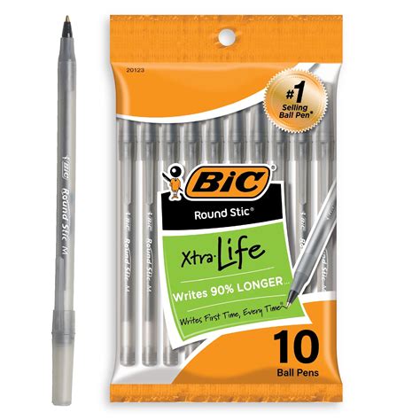 Bic Round Stic Xtra Life Ballpoint Pen Medium Point 10mm Black 3