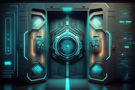 Digital Fortress Futuristic High Tech Security System With Biometric Identification And