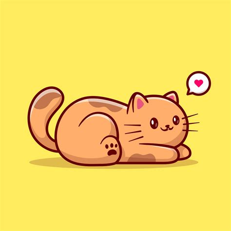 Hand Drawn Fluffy Cartoon Cat Illustration Svg Kitten Laying Etsy