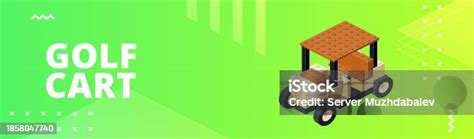 인쇄 및 디자인을 위한 골프 카트가 있는 배너 벡터 일러스트 레이 션입니다 3차원 형태에 대한 스톡 벡터 아트 및 기타 이미지 3차원 형태 개념 개념과 주제 Istock