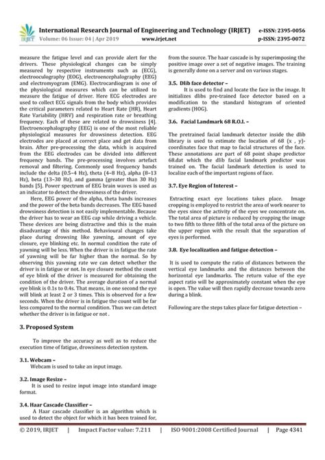 Irjet Implementation On Visual Analysis Of Eye State Using Image
