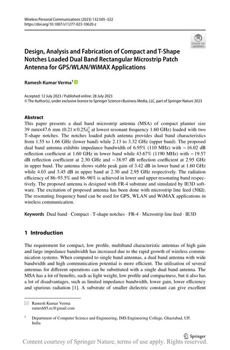 Design Analysis And Fabrication Of Compact And T Shape Notches Loaded Dual Band Rectangular
