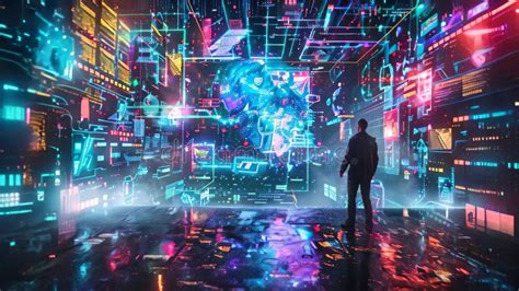 A Person Interacts With A Futuristic Digital Interface Reaching Out To