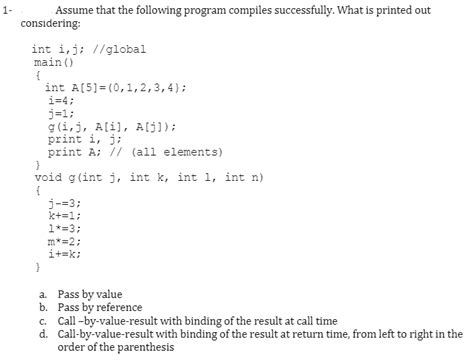 solved 1 assume that the following program compiles