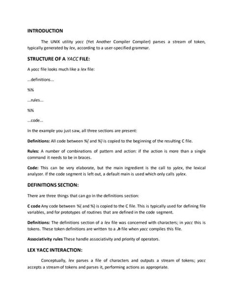 Yacc Topic Beyond Syllabus Pdf