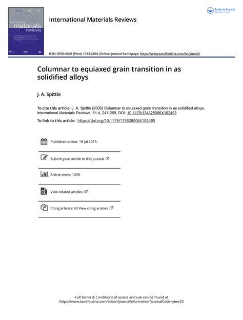 Columnar To Equiaxed Grain Transition In As Solidified Alloys Full