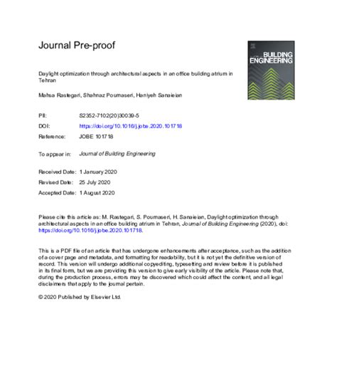 Pdf Daylight Optimization Through Architectural Aspects In An Office Building Atrium In Tehran