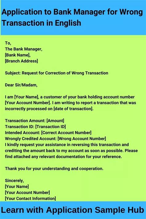 Application To Bank For Wrong Transaction 7 Samples
