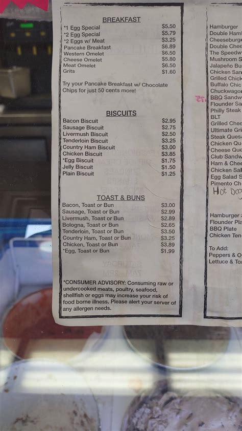 Menu At Speedway Cafe Rutherford College 611 Malcolm Blvd