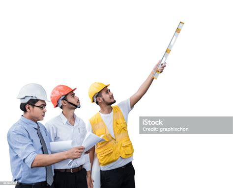 엔지니어와 팀워크 성공적인 프로젝트 건설 흰색 배경에 고립에 대 한 회의 개발에 대한 스톡 사진 및 기타 이미지 개발 건설