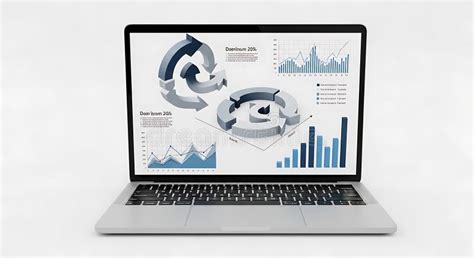 Analyzing Data On Laptop Screen Displaying Business Charts And Graphs
