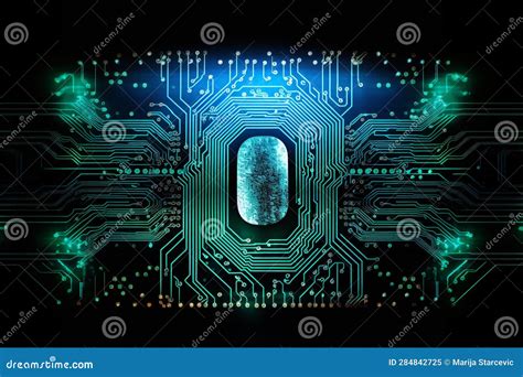 Fingerprint Integrated In A Printed Circuit Releasing Binary Codes Biometric Security Stock