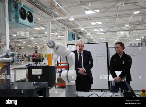 Prime Minister Boris Johnson During A Visit To Tharsus Headquarters In Blyth Northumberland