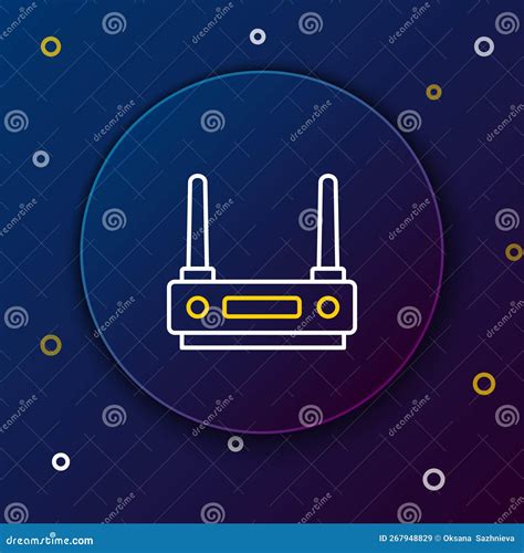 Line Router And Wi Fi Signal Icon Isolated On Blue Background Wireless Ethernet Modem Router