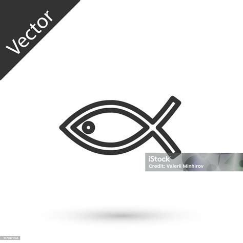 회색 선 기독교 물고기 기호 아이콘은 흰색 배경에 격리되어 있습니다 예수 물고기 기호입니다 벡터 교회에 대한 스톡 벡터 아트 및 기타 이미지 Istock