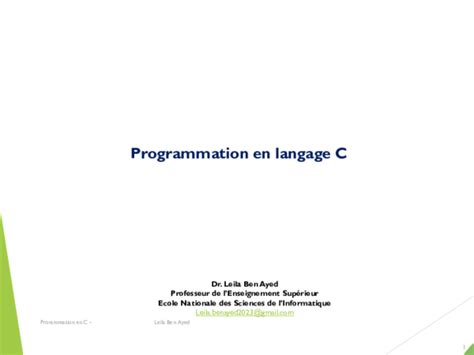 Pdf Programmation En Langage C Partie 1