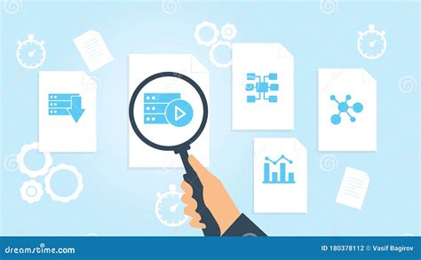 Database Server Link File Document Research Vector Illustration